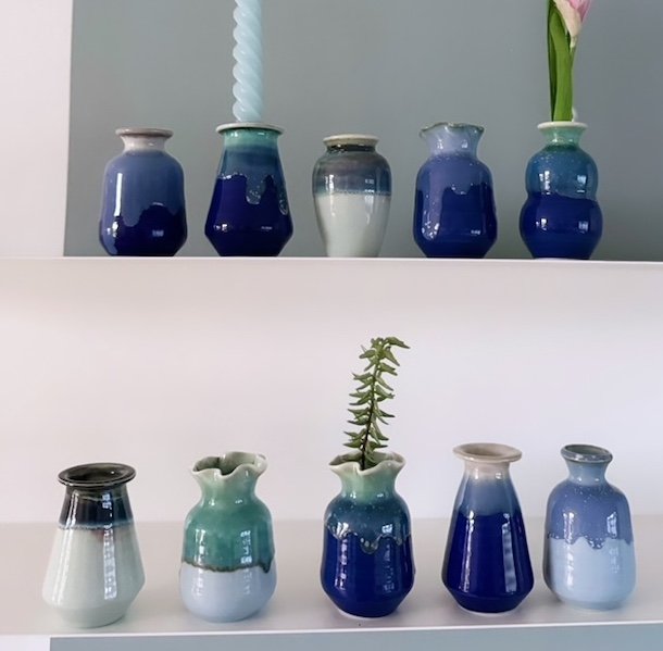 Vase Mini keramik fuld glace BLÅ 6-8 cm - Vaser og potter - COW CONCEPT